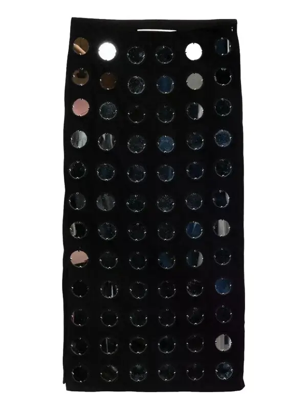 CONNER IVES Reconstituted Mirror Disc Embroidery Skirt - Black