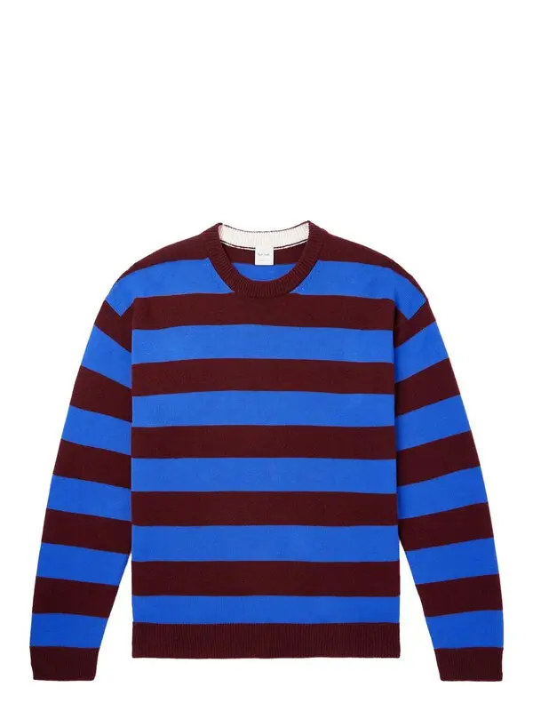 Paul Smith Striped Wool And Cotton-blend Sweater - Blue