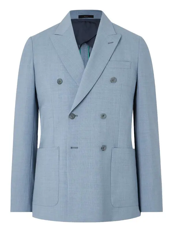 Paul Smith Double-breasted Wool-blend Suit Jacket - Blue