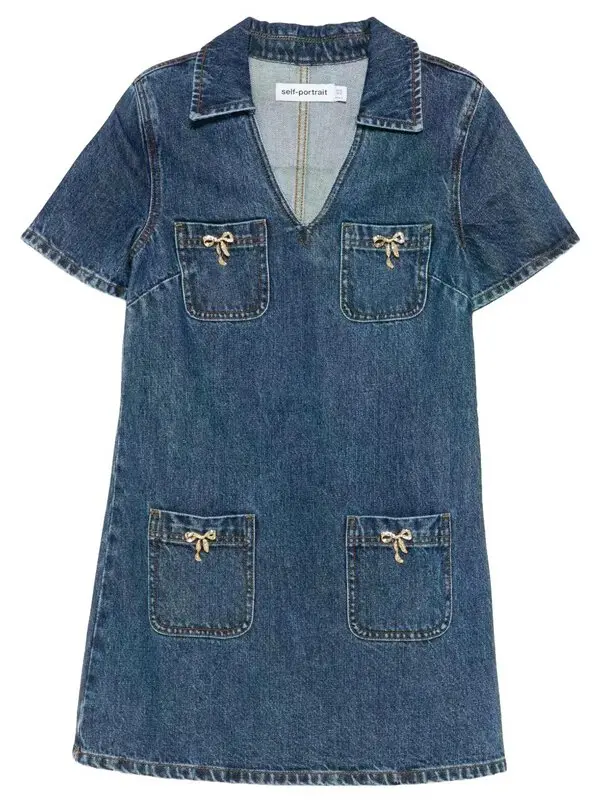 SELF-PORTRAIT Denim Mini Dress - Blue