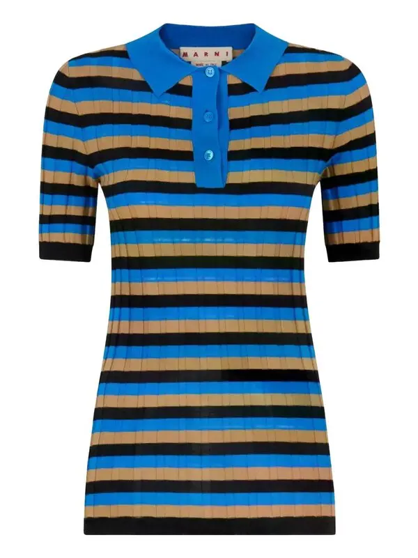 Marni Striped Polo Top - Blue