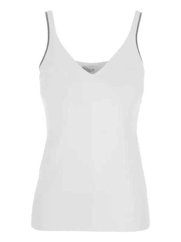 Brunello Cucinelli V-neck Tank Top - White