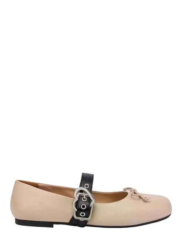 Moschino Leather Ballerina Shoes - Neutrals