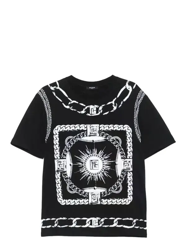 Balmain Foulard-print T-shirt - Black