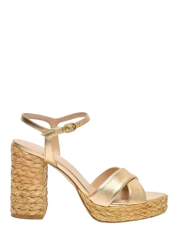 STUART WEITZMAN 110mm Crossover Platform Espadrille Sandals - Gold