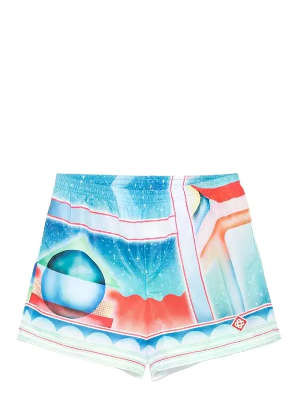Casablanca Graphic-print Swim Shorts - Blue