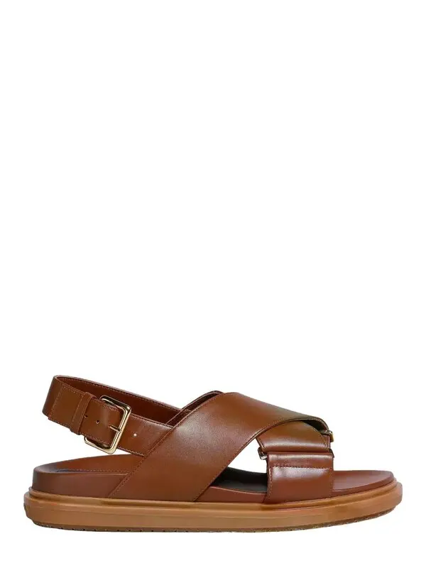 Marni Leather Cross-strap Sandals - Brown