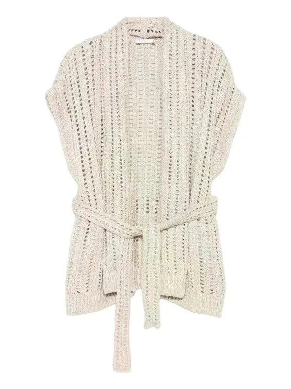 Brunello Cucinelli Belted Knit Cardigan - Neutrals