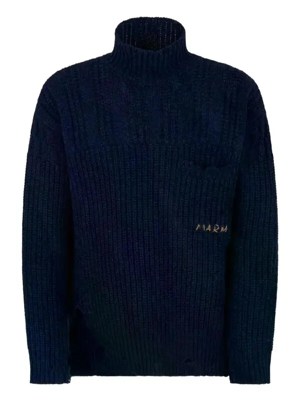 Marni Ribbed Turtleneck Sweater - Blue