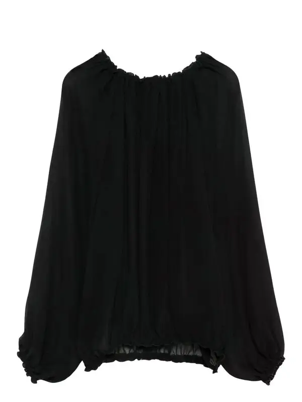 BLANCA VITA Ruffle-trim Blouse - Black