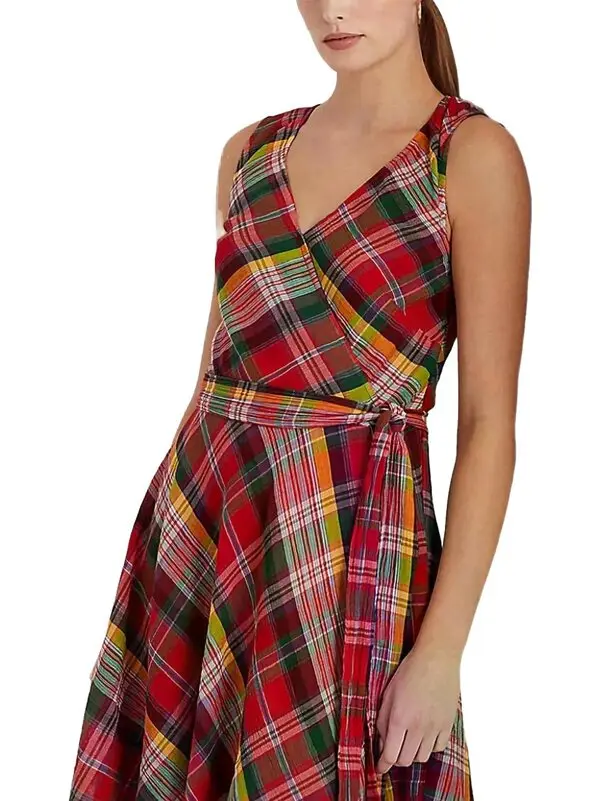 Ralph Lauren Plaid Belted Dress - Pink