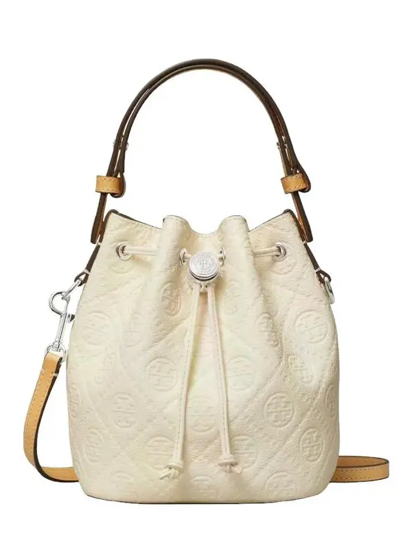 Tory Burch Mini T Monogram Bucket Bag - White