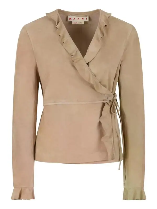 Marni Ruffled Wrap Jacket - Neutrals