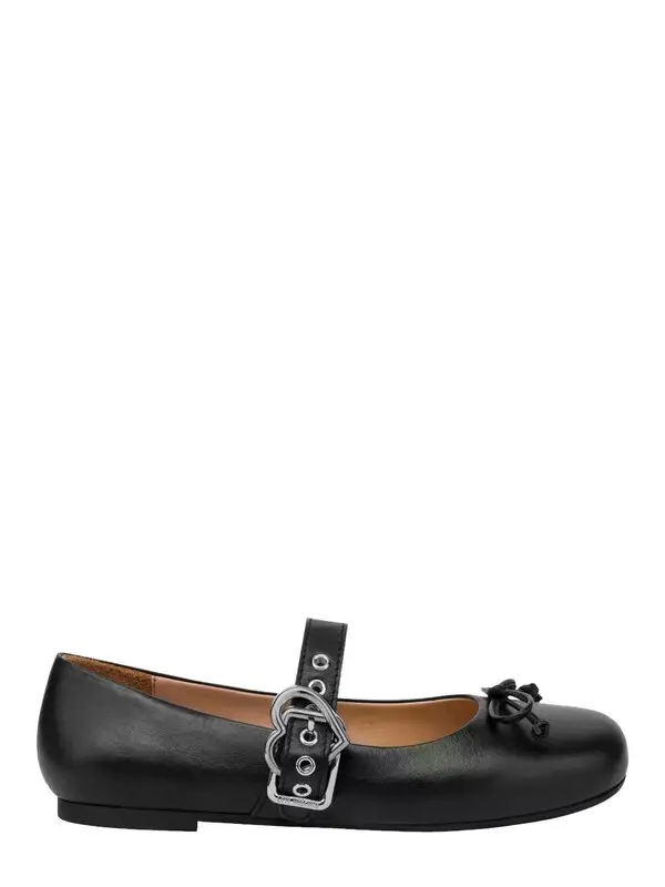 Moschino Leather Ballerina Shoes - Black