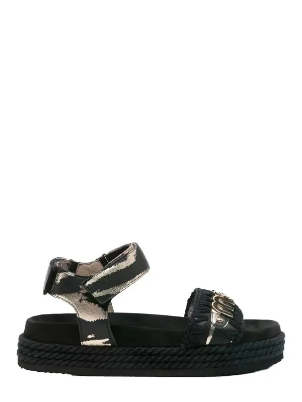 Mou Logo-plaque Suede Sandals - Black