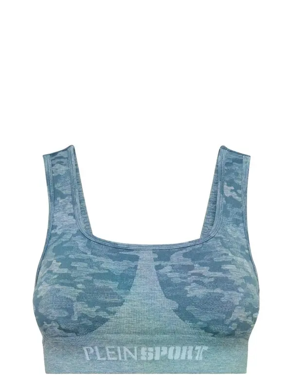 PLEIN SPORT Camo-print Sports Bra - Blue