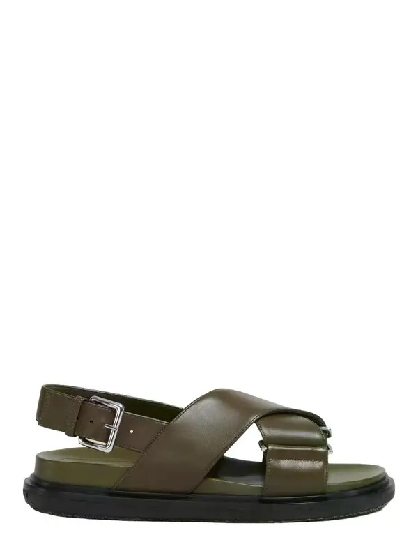 Marni Cross-strap Flat Sandals - Green