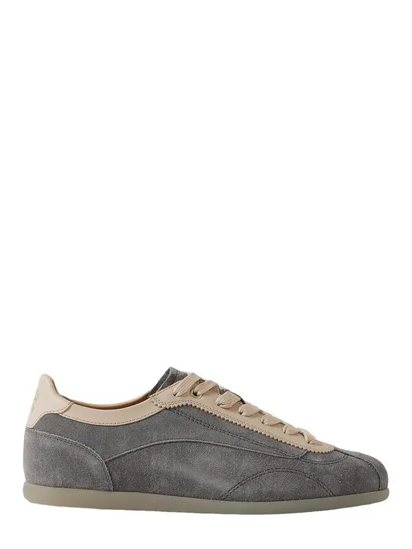 Brunello Cucinelli Leather-trimmed Suede Sneakers - Gray
