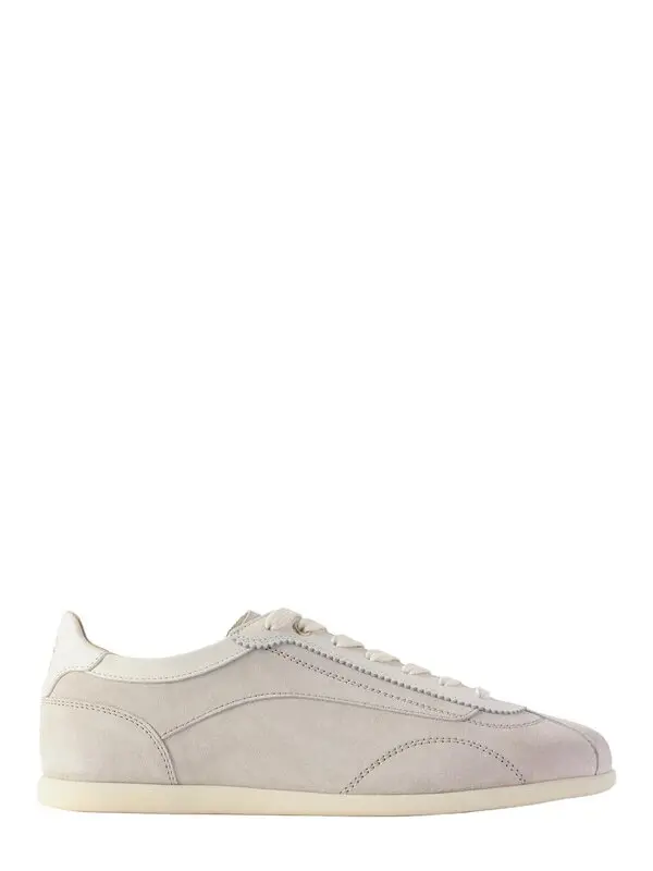 Brunello Cucinelli Leather-trimmed Suede Sneakers - White