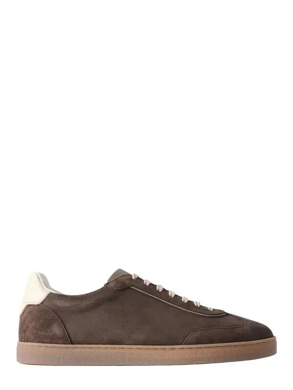 Brunello Cucinelli Leather-trimmed Suede Sneakers - Brown