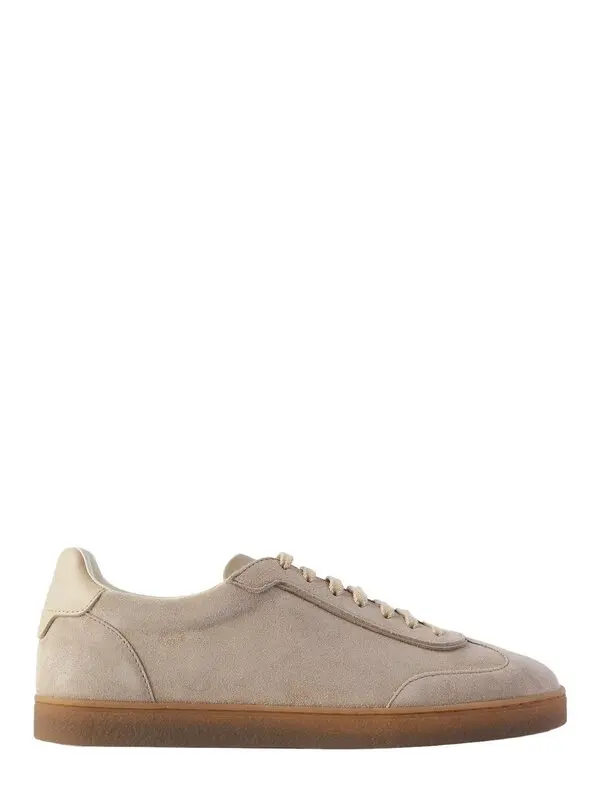 Brunello Cucinelli Leather-trimmed Suede Sneakers - Brown