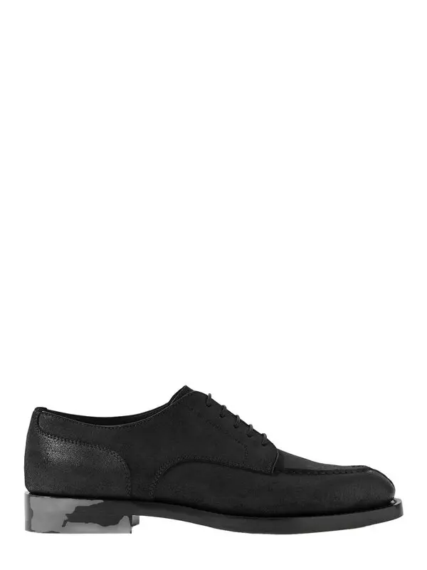 Brunello Cucinelli Waxed-suede Derby Shoes - Black