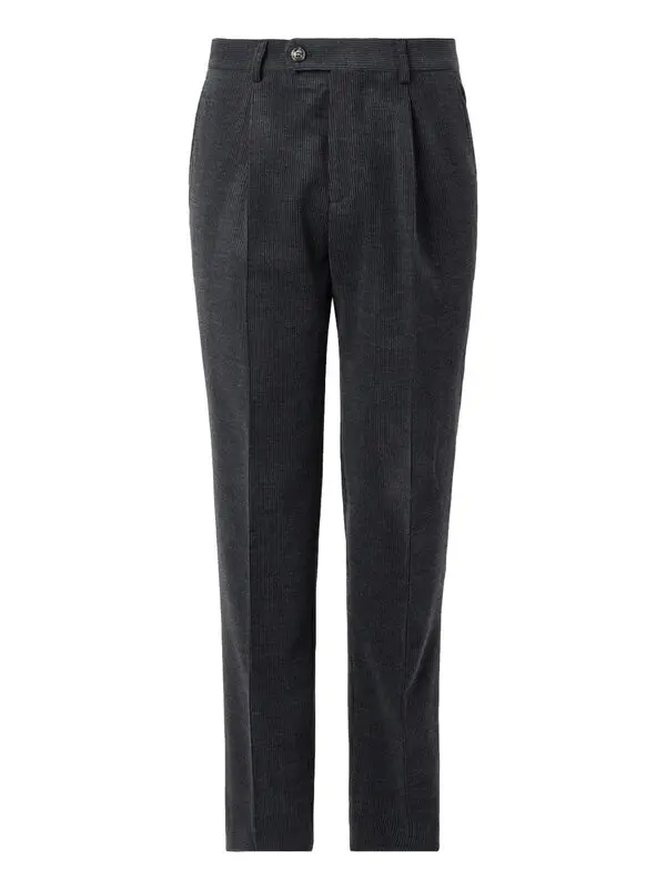 Brunello Cucinelli Straight-leg Corduroy Suit Trousers - Gray