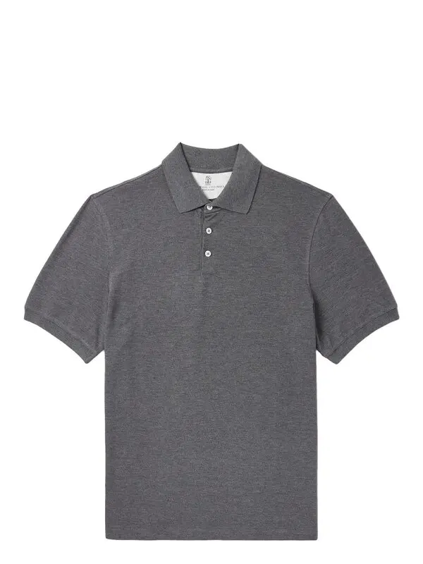 Brunello Cucinelli Slim-fit Cotton-piqué Polo Shirt - Gray