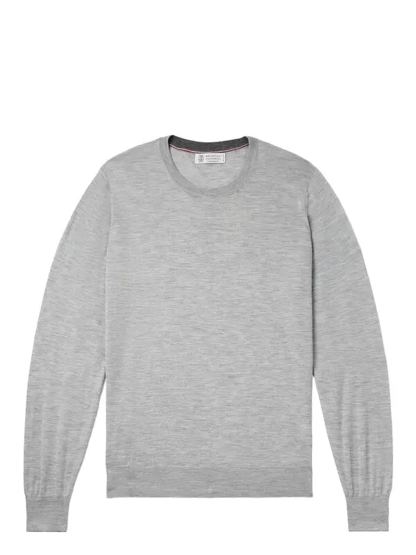 Brunello Cucinelli Cashmere And Silk-blend Sweater - Gray