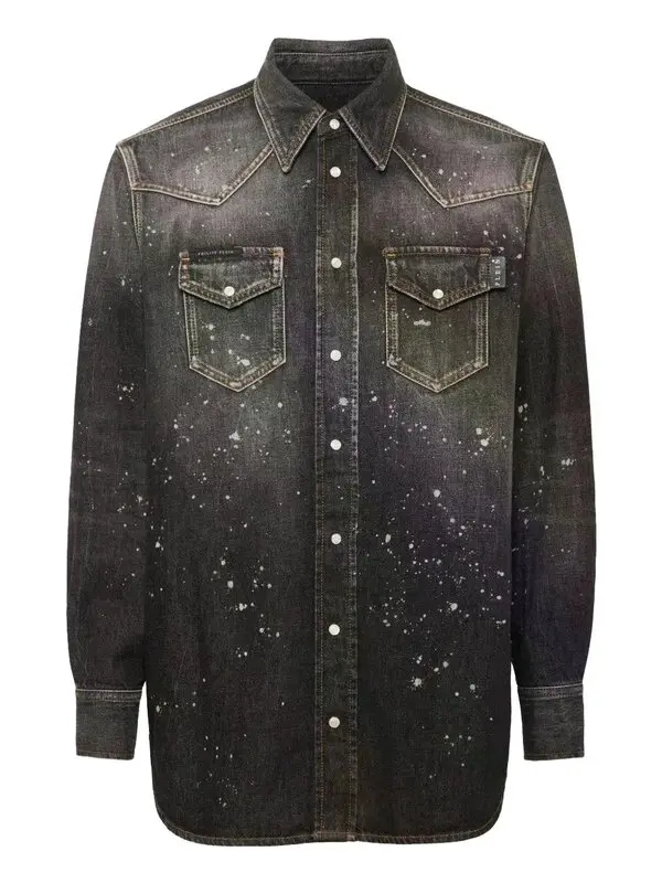 Philipp Plein Oversized Denim Shirt - Black