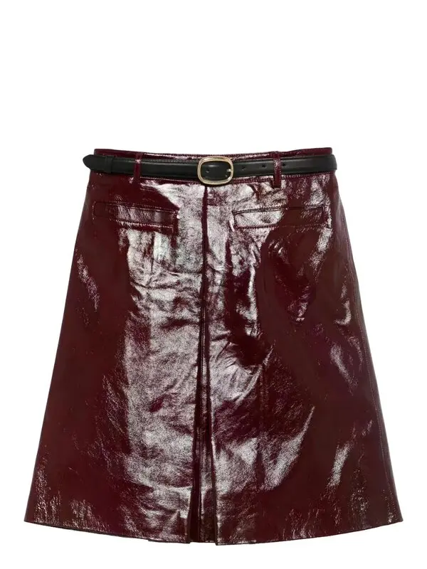 SELF-PORTRAIT High-waisted Leather Skirt - Red