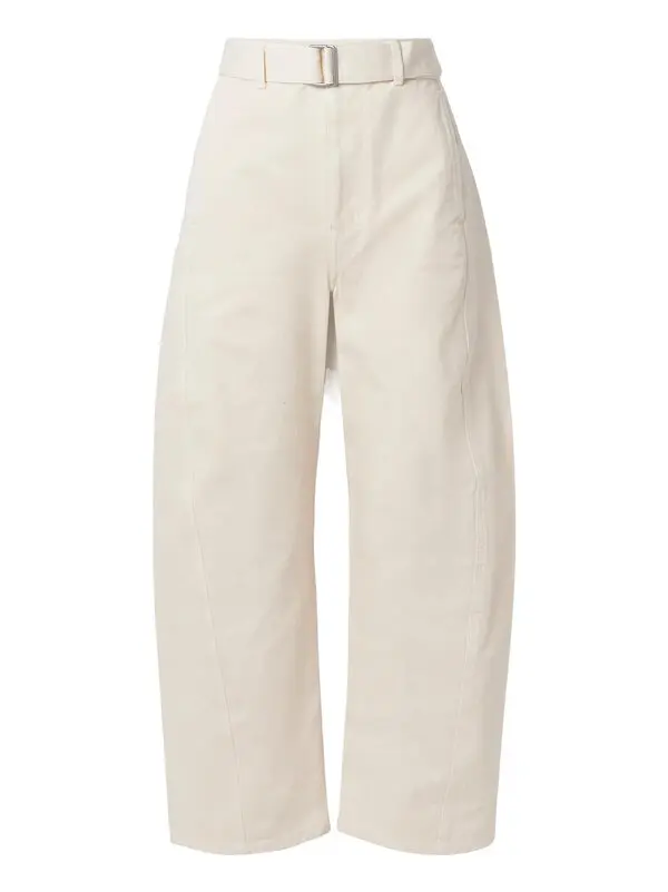 LEMAIRE Twisted Belted High-rise Barrel-leg Jeans - Off-white