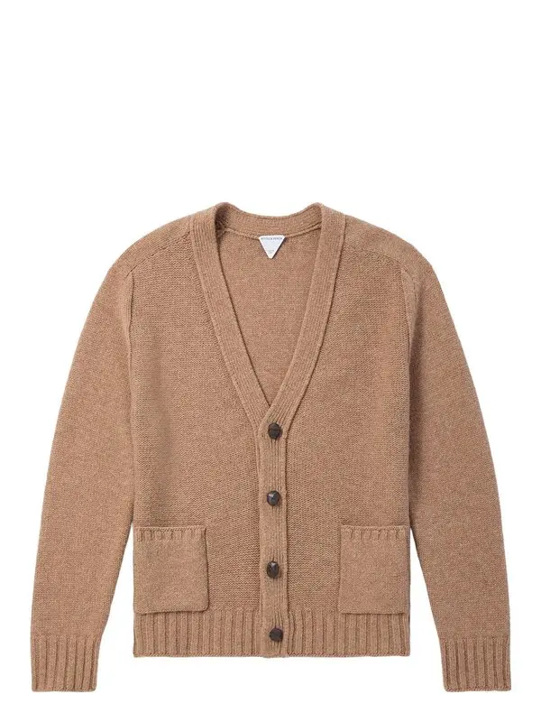 Bottega Veneta Wool Cardigan With Leather Buttons - Brown