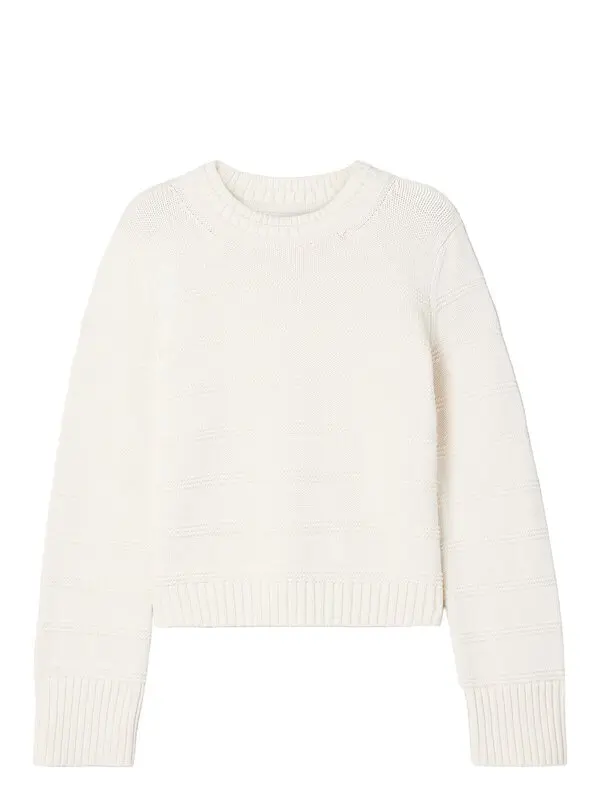 LA LIGNE Jill Striped Cotton Sweater - Cream