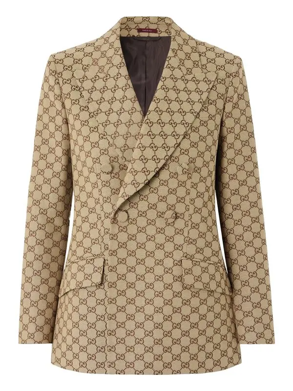 Gucci Double-breasted Canvas-jacquard Blazer - Neutrals