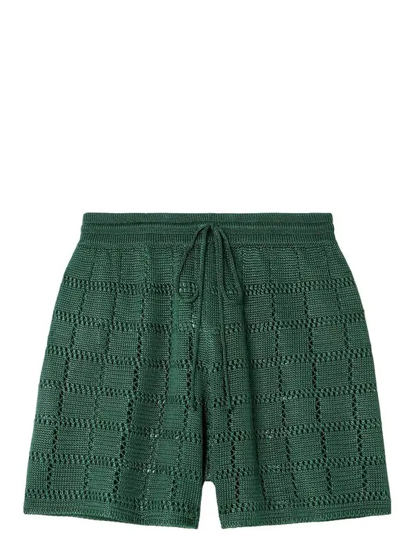Calle Del Mar Open-knit Checks Shorts - Green