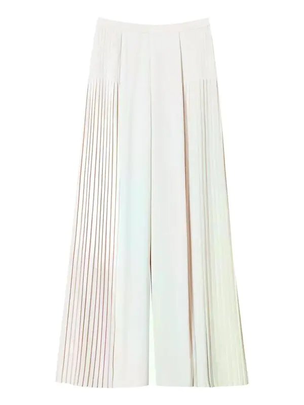 TWINSET Pleated Georgette Palazzo Pants - Neutrals