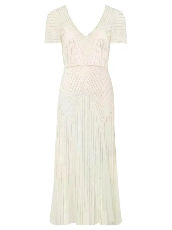 TEMPERLEY LONDON Beaded V-neck Maxi Dress - White