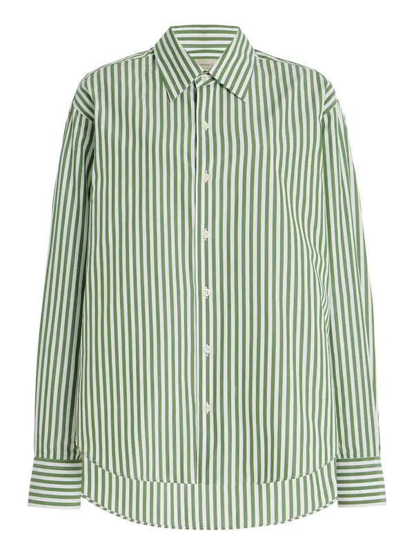 Comme Si La Classica Striped Cotton-poplin Shirt - Green