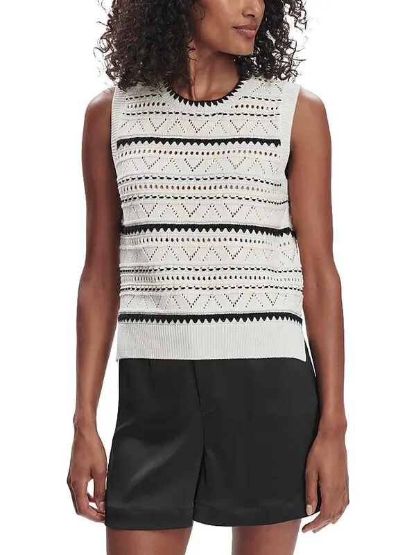 Varley Athena Pointelle Sleeveless Sweater - Egret