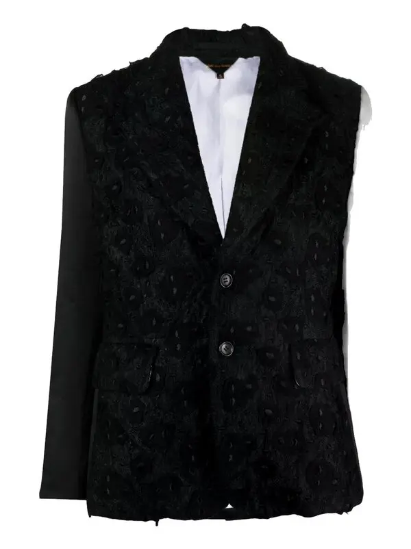Comme Des Garçons Embroidered Single-breasted Blazer - Black