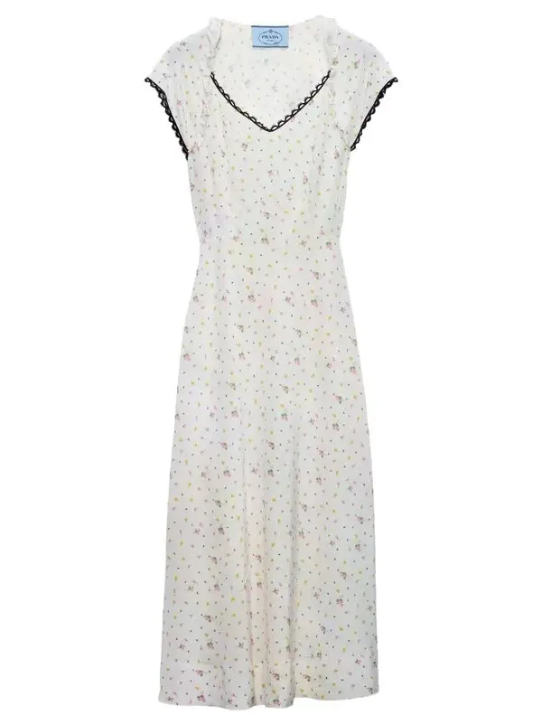 Prada Floral-print Pongé Dress - White