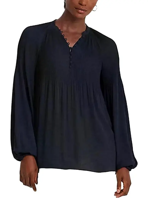 Ralph Lauren Pleated Georgette Blouse - Blue