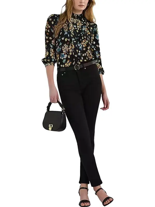 Ralph Lauren Floral Print Georgette Shirt - Black
