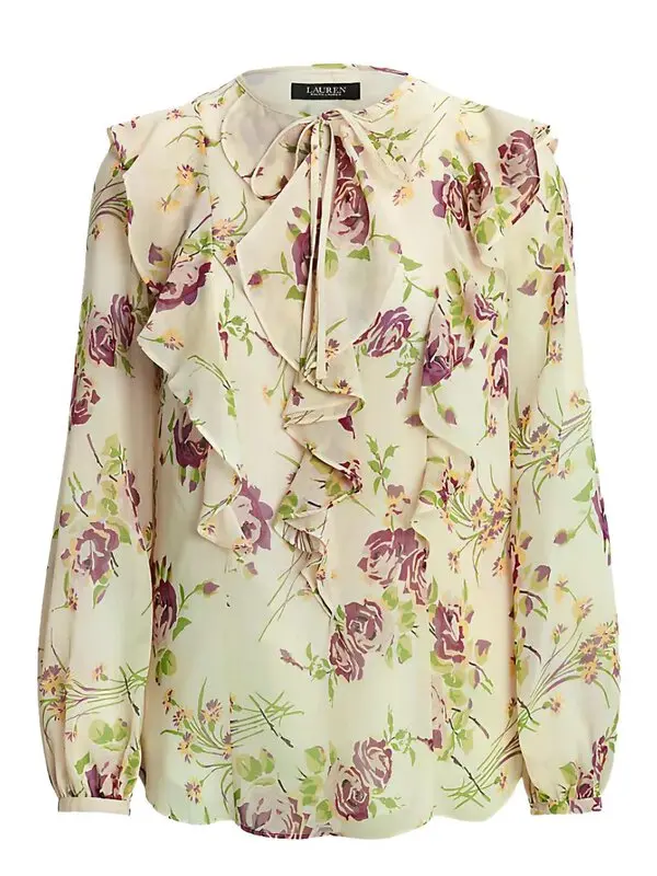 Ralph Lauren Floral-print Ruffled Blouse - White