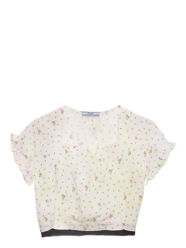 Prada Floral-print Crop Top - White