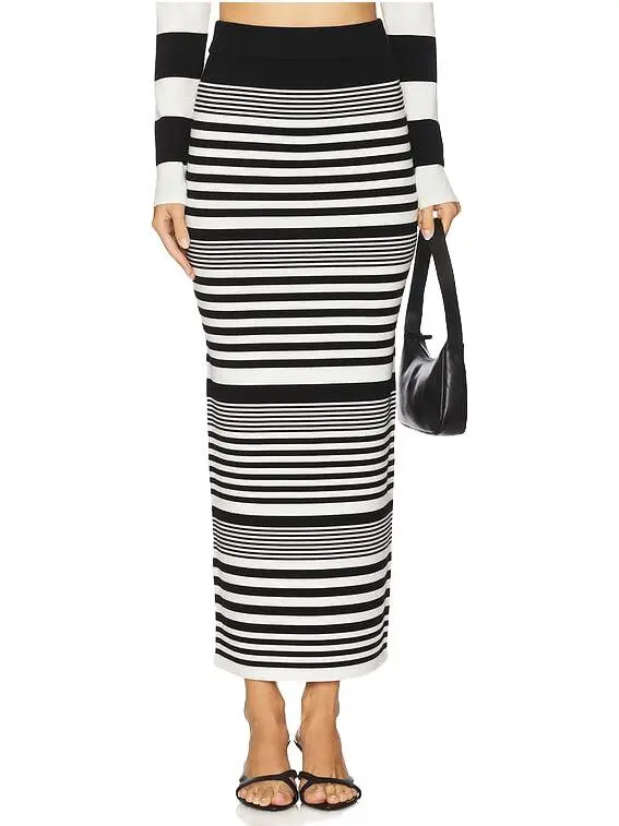 Ronny Kobo Tamika Knit Skirt - Black White Stripe