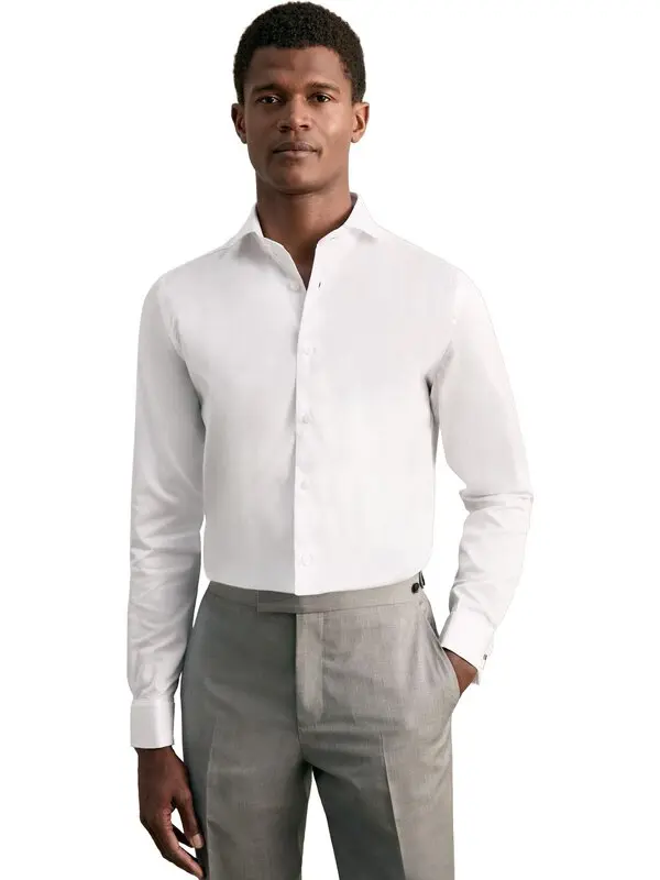 REISS Reg Storm Regular Fit Cotton Double-cuff Shirt - White