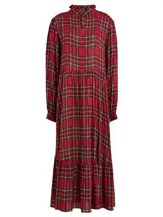 SHIRTAPORTER Midi Flared Tartan Dress - Red