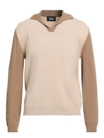 Alpha Studio Sweater In Merino And Alpaca Wool - Beige